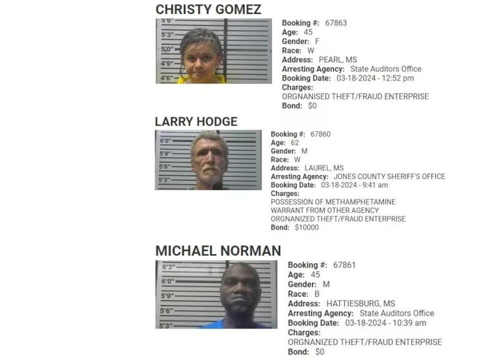 3 arrested in Mississippi for involvement in organized fraud scheme