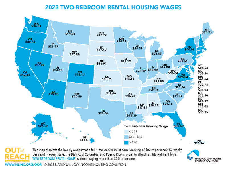 This map shows how much you have to earn to afford rent in every state ...
