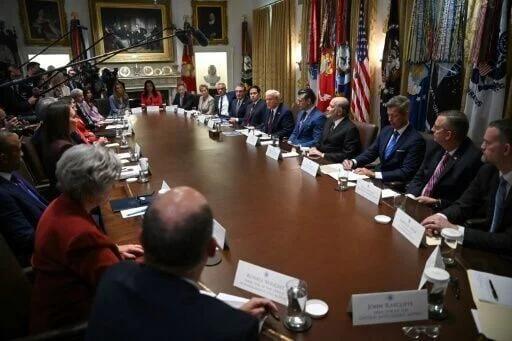 US President Donald Trump participates in a cabinet meeting in the ...