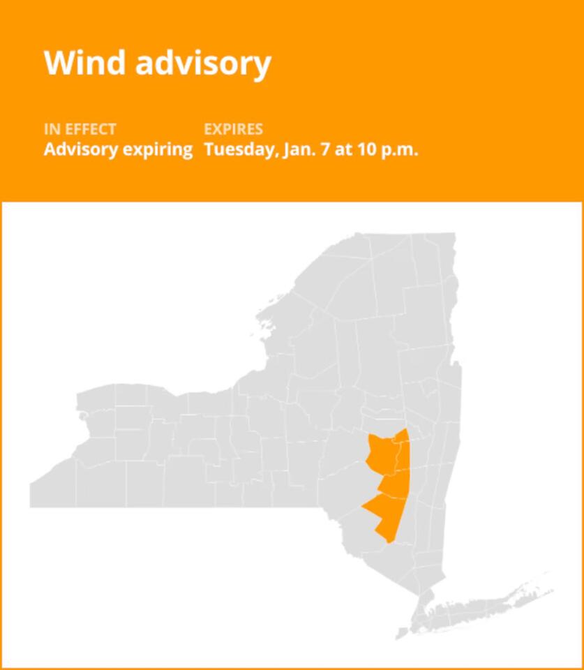 NY weather update: Wind advisory anticipated to expire at 10 p.m ...