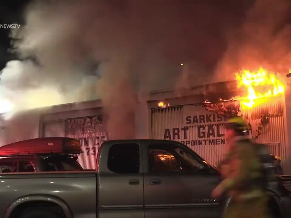 Auto Body Shop Fire Consumes Multiple Vehicles in Sherman Oaks