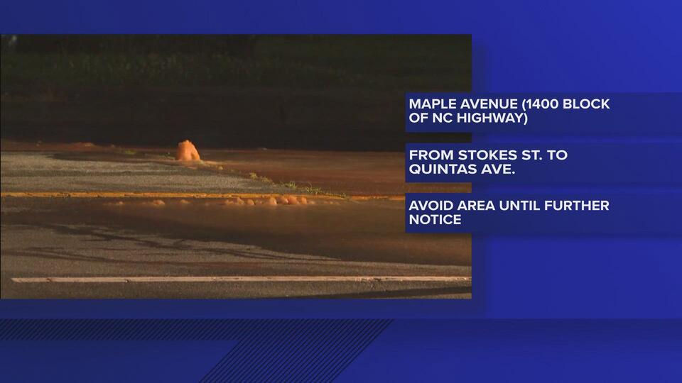 A portion of North Church Street is closed due to a water main break ...