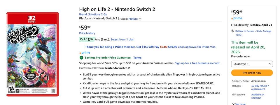 High on Life 2 Leaked for Switch 2: Pre-Order, Price, and Release Date ...