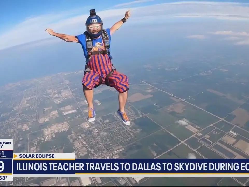 IL teacher travels to Dallas to skydive during eclipse