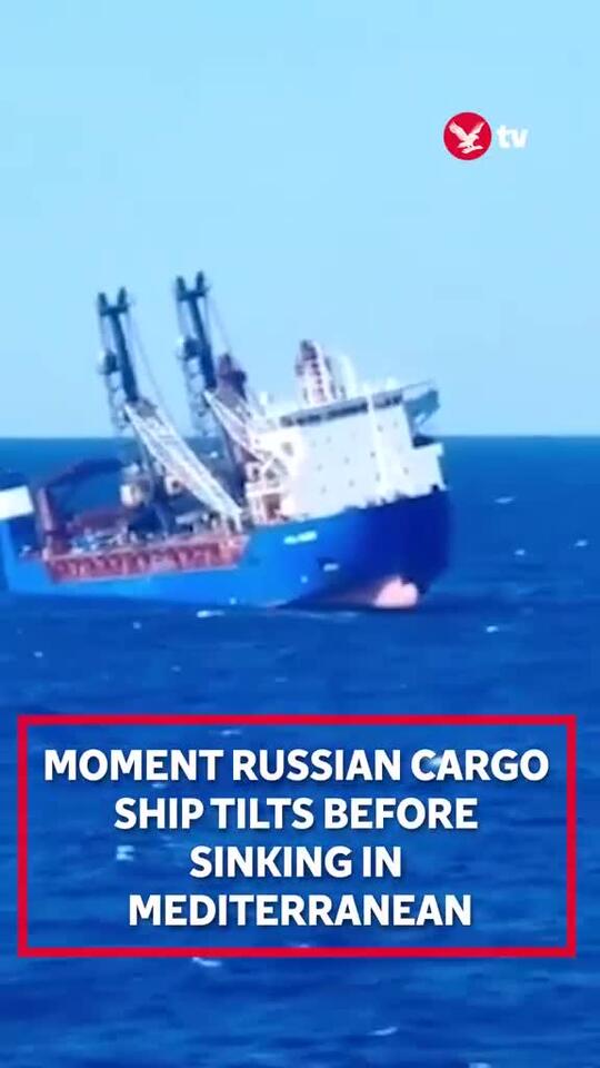 Footage shows a Russian vessel moments before it sank, having ...