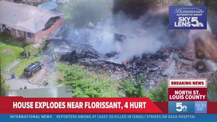 Drone footage - Home explosion, fires in Florissant, Missouri - NewsBreak