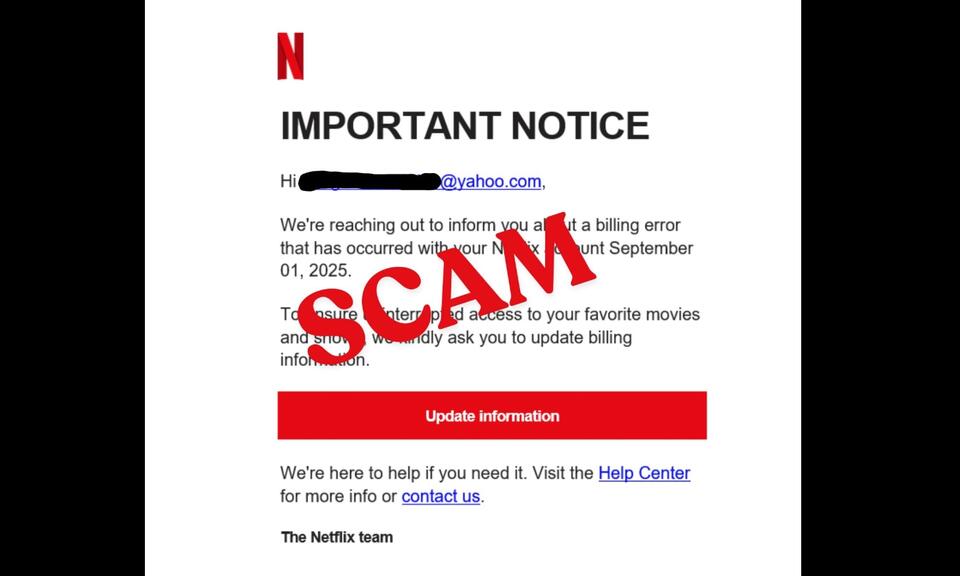 U.S. Scam Alert: Fake Netflix Billing Emails Reported This Week ...