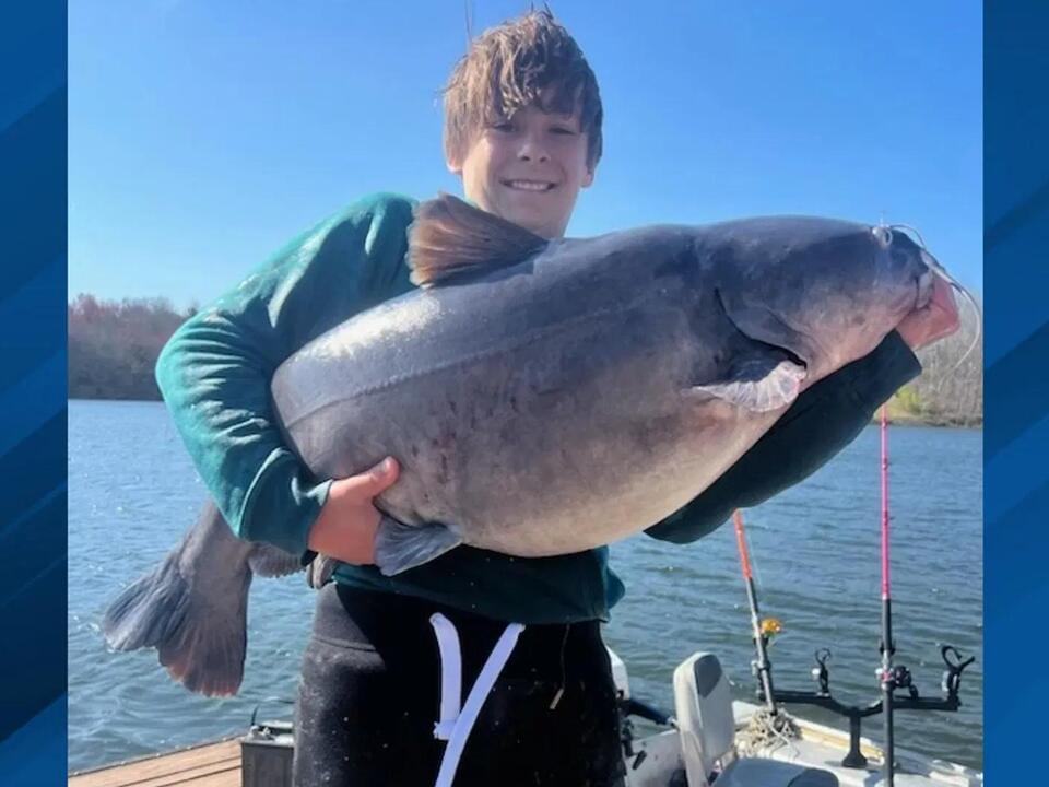 Catfish conqueror: Tennessee teen lands a whopper from his Nana's dock