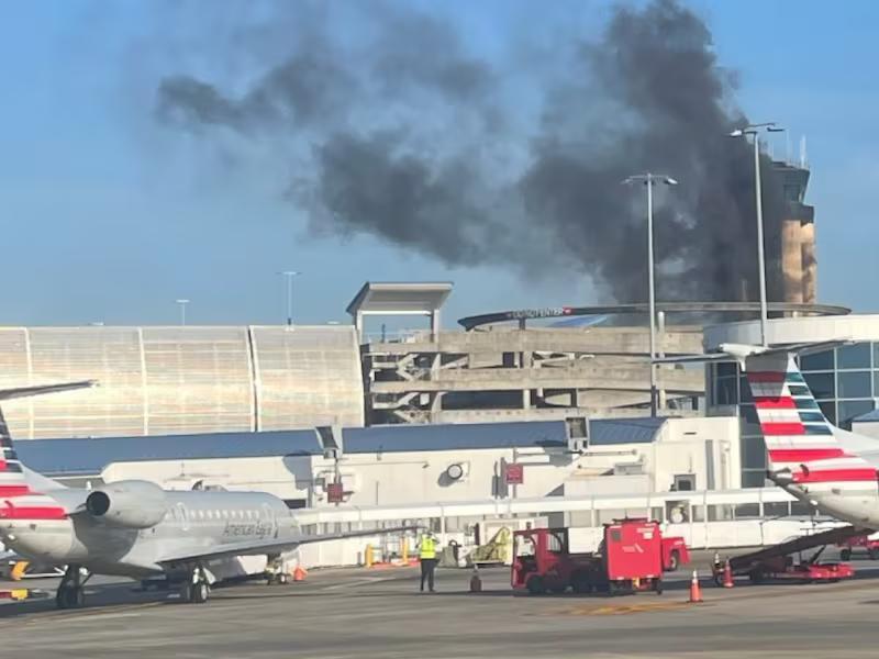 Air traffic control tower catches fire at Charlotte airport