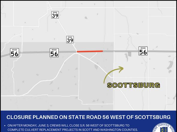 Closure planned on State Road 56 west of Scottsburg