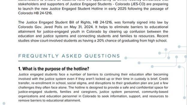 Colorado Justice Engaged Students Hotline Launches in 2025 - NewsBreak