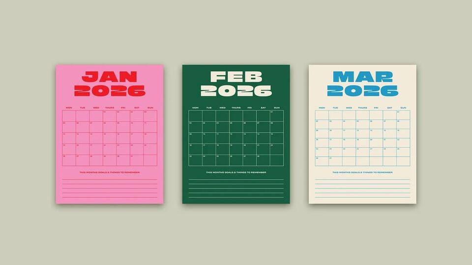 Download a Colourful 2026 Calendar Layout as a Customizable Adobe ...