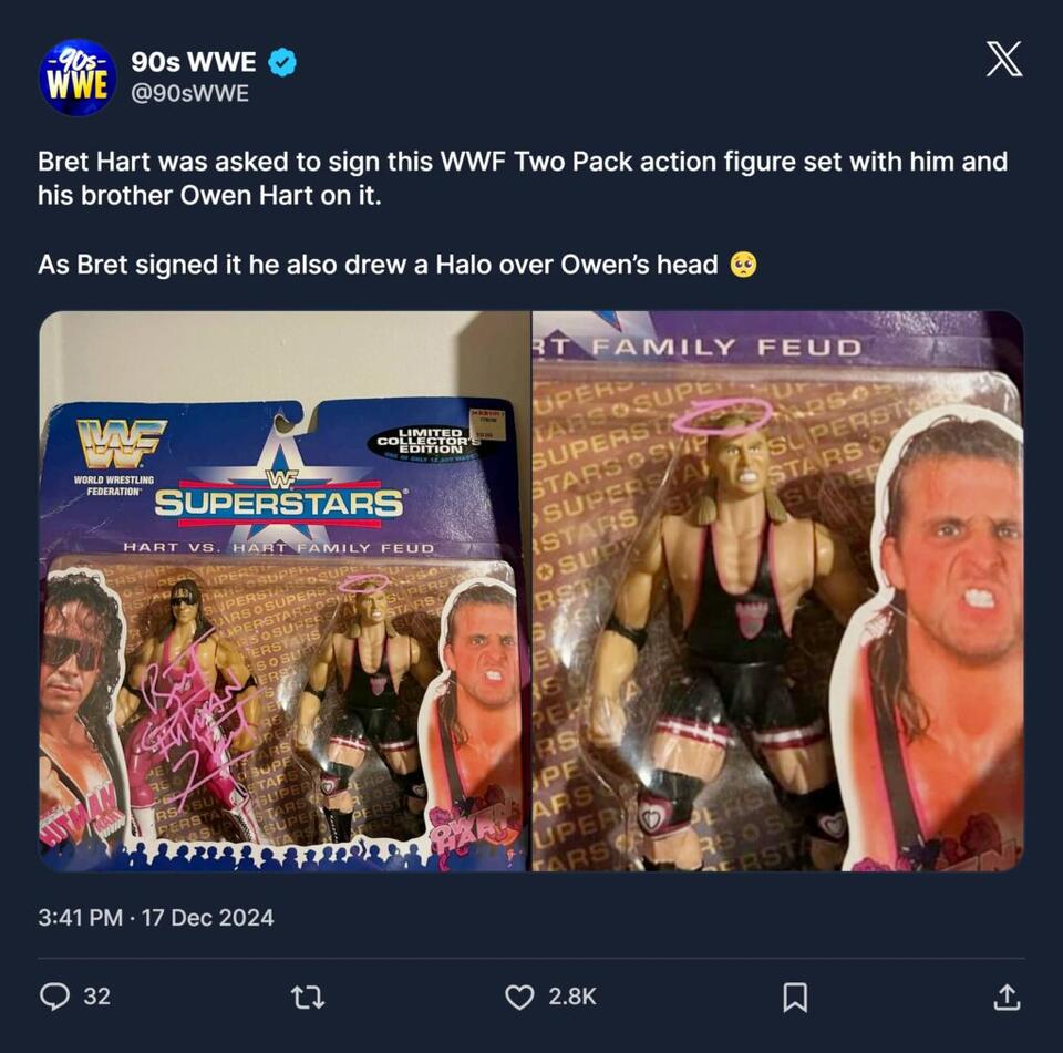 Bret Hart Continues To Pay Tribute To His Brother Owen Hart At ...