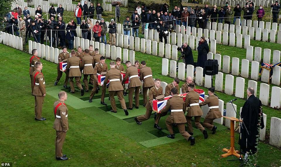 Heroes laid to rest after 100 years: Nine British soldiers killed in ...