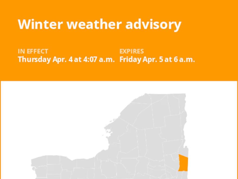 NY weather: Winter weather advisory for Washington County until Friday ...