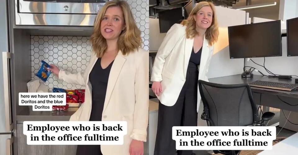 Woman Mocks Office Culture by Showing "Perks" of Returning to Work in ...