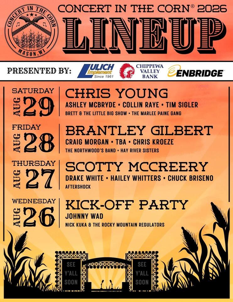 ”Concert In The Corn” in Mason, WI Announced Their 2026 Lineup With ...