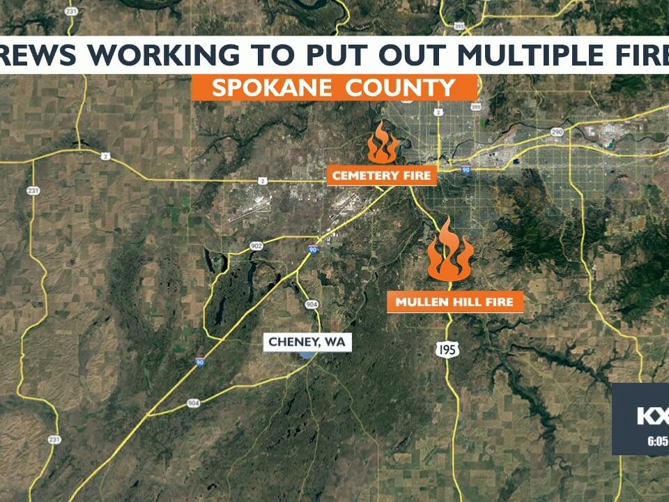 Crews working to put out multiple fires in Spokane County