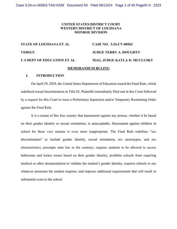 Federal judge issues temporary injunction stopping Biden's Title IX rules - NewsBreak