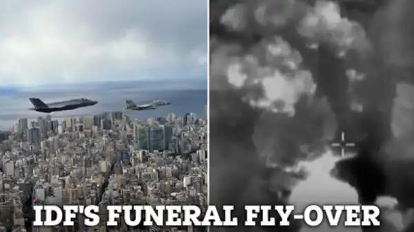 Brazen moment Israeli warplanes fly low over Hezbollah leader’s funeral ...
