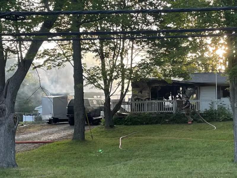 Firefighters battle house fire in Macedonia