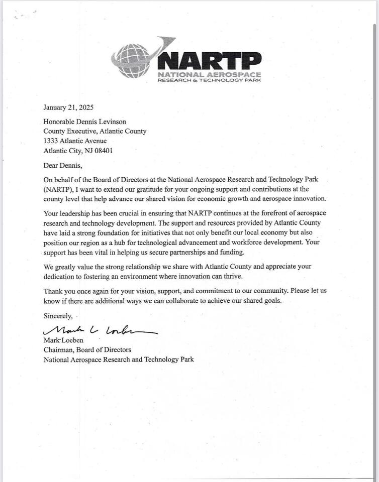 General Writes Atlantic County, NJ, Regarding Aerospace Park - NewsBreak
