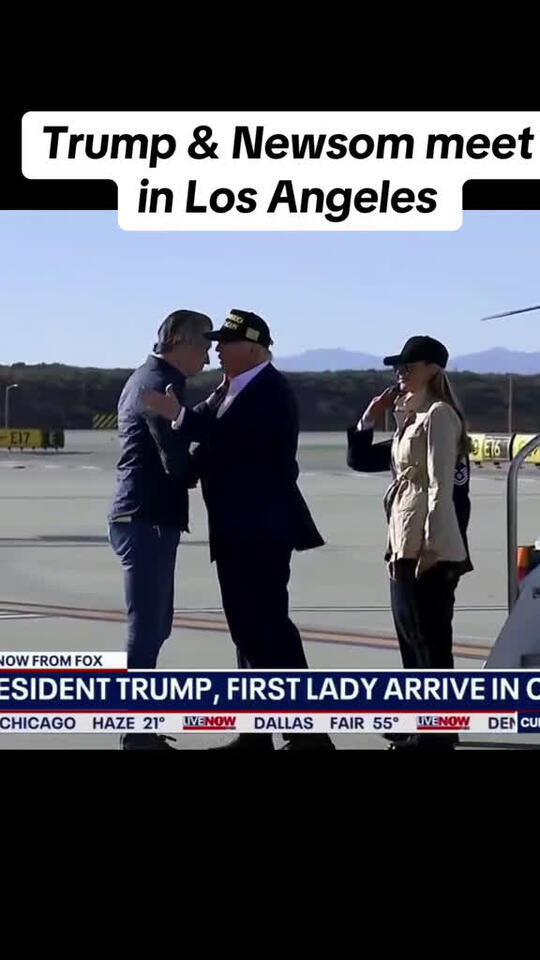 President Donald Trump and First Lady Melania Trump were greeted by ...