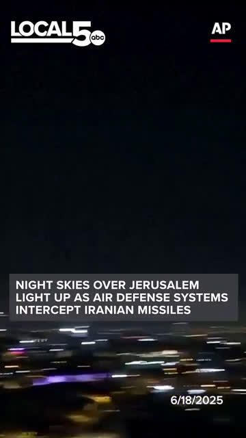 Night skies over Jerusalem light up as air defense systems intercept ...