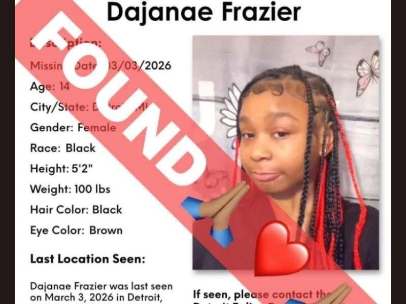Detroit Community Breathes Relief as Missing 14-Year-Old Dajanae ...