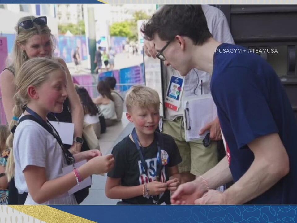 Denver boy meets pommel horse star Stephen Nedoroscik at Olympics