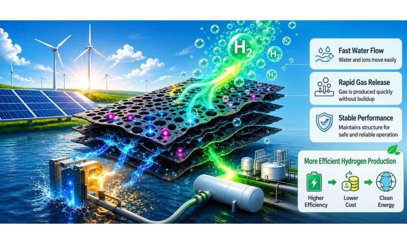 Redesigned catalyst pathways vent bubbles fast and boost green hydrogen ...