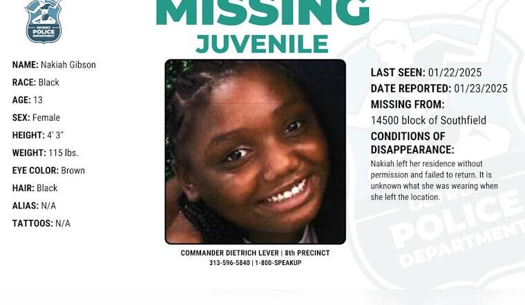 Detroit Police Seek Public's Aid in Search for Missing 13-Year-Old ...