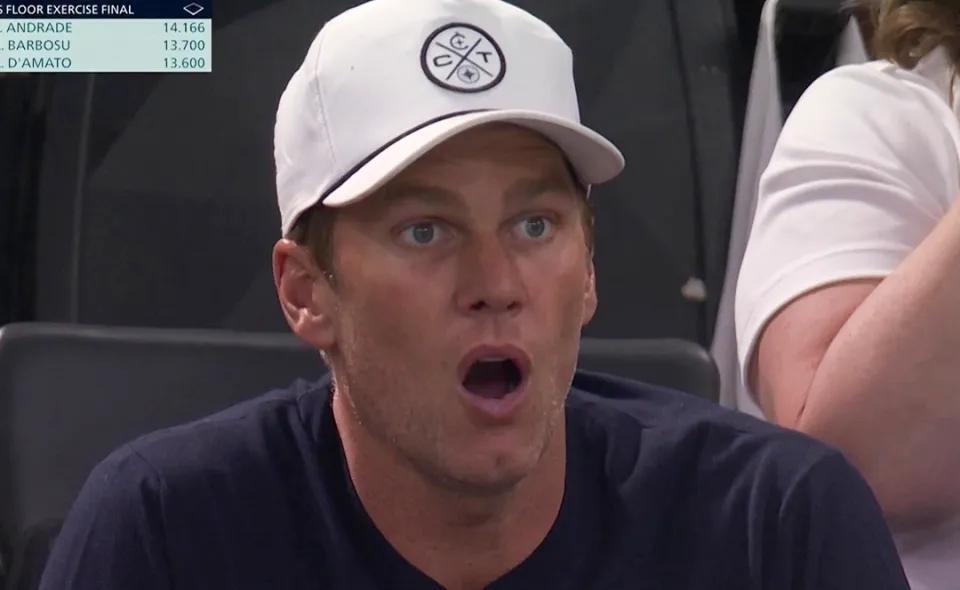 Tom Brady’s shocked reaction caught on live TV broadcast at Paris Olympics after NFL icon ...