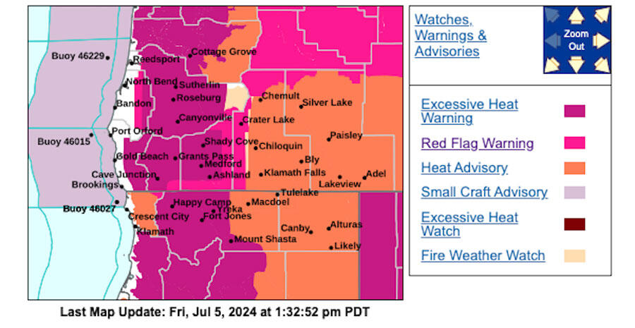 Red flag warnings issued for much of Southern Oregon