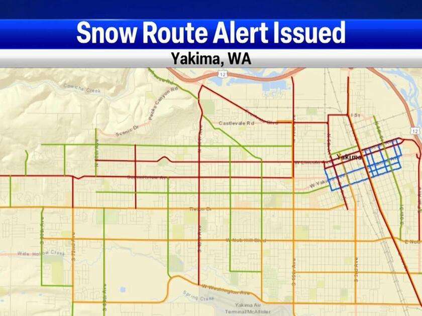 Yakima issues snow route alert