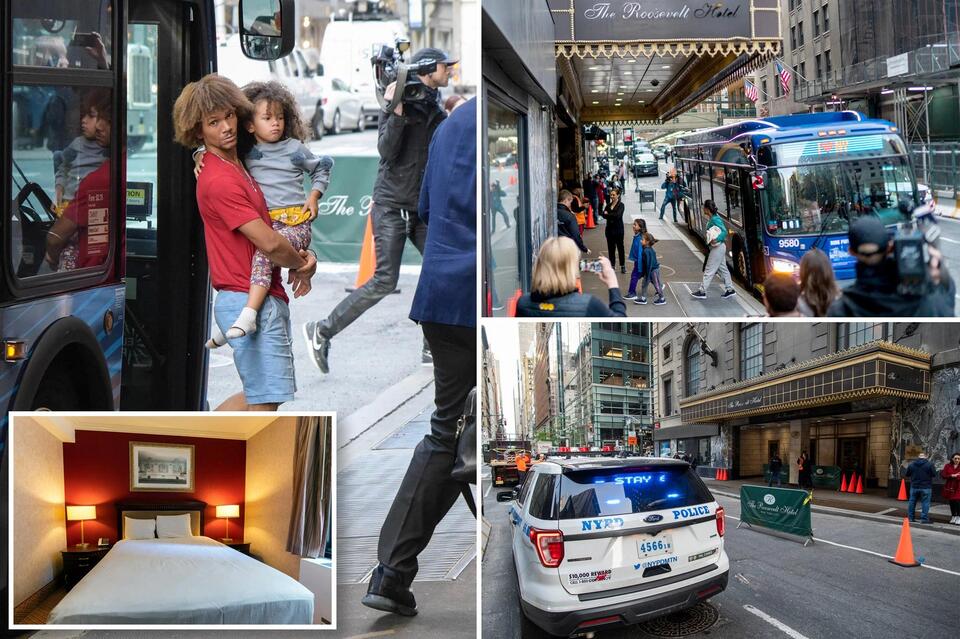 20 busloads of migrants turn up at NYC’s historic Roosevelt Hotel ...