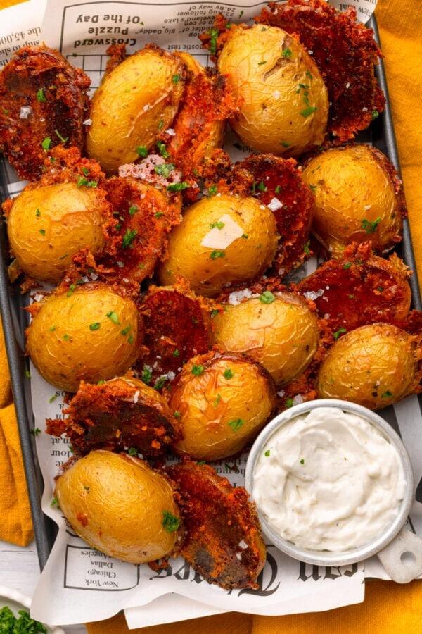 These Parmesan Crusted Potatoes Are Crispy Cheesy and Perfect With Any ...