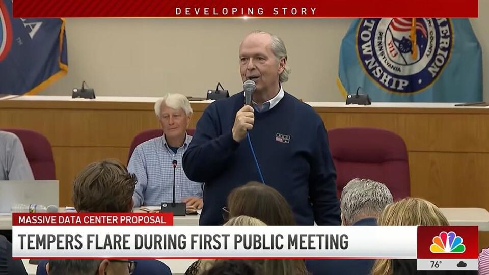 Local television news coverage of data center meeting in Upper Merion ...