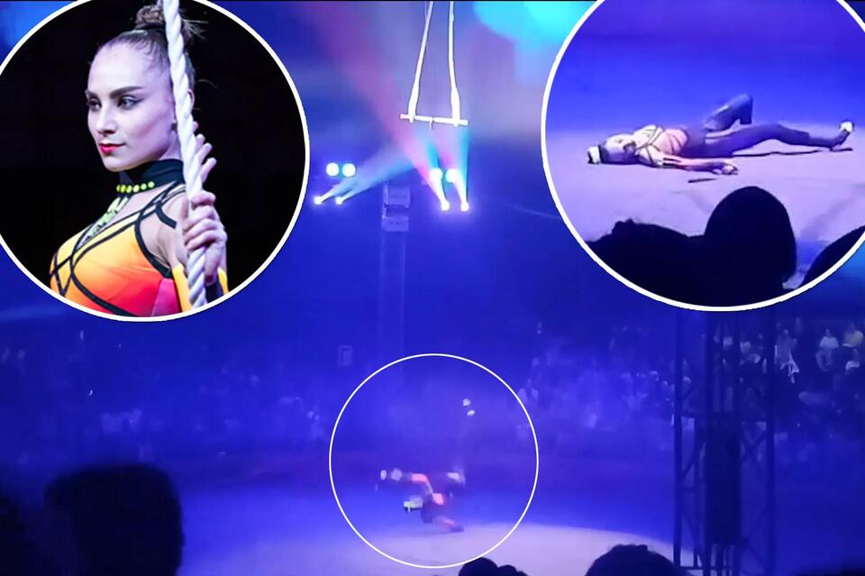 Circus performer nose-dives 30 feet during trapeze act, terrifying fall ...