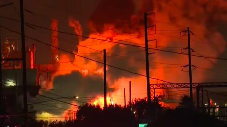 Giant Fire Erupts at Los Angeles Oil Refinery After Explosion - NewsBreak
