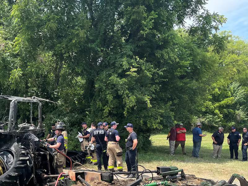 Crews working tractor fire with oil, fuel spill in Murfreesboro