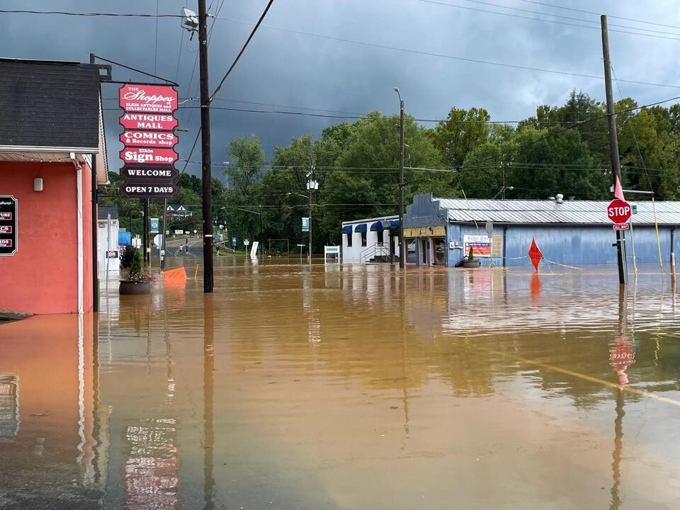 Downtown Elkin nearly under water near Yadkin River - NewsBreak
