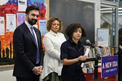 Catherine Almonte Da Costa (R) speaks during a press conference with ...