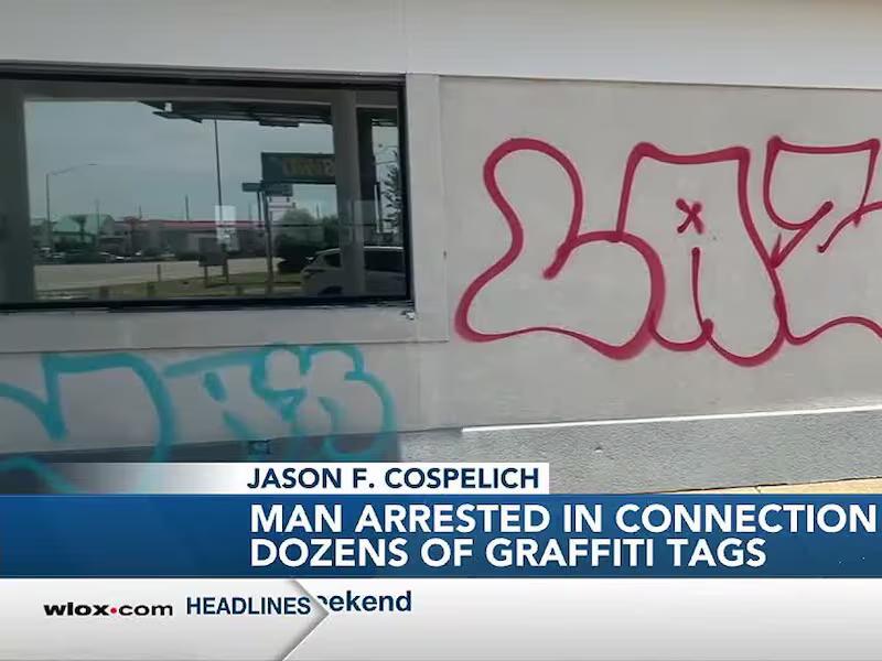 47-year-old man arrested for dozens of graffiti tags in South Mississippi