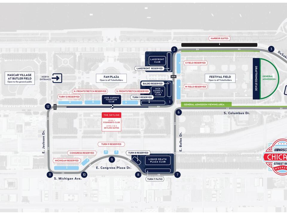 Here's a track map for the 2024 NASCAR Chicago Street Race