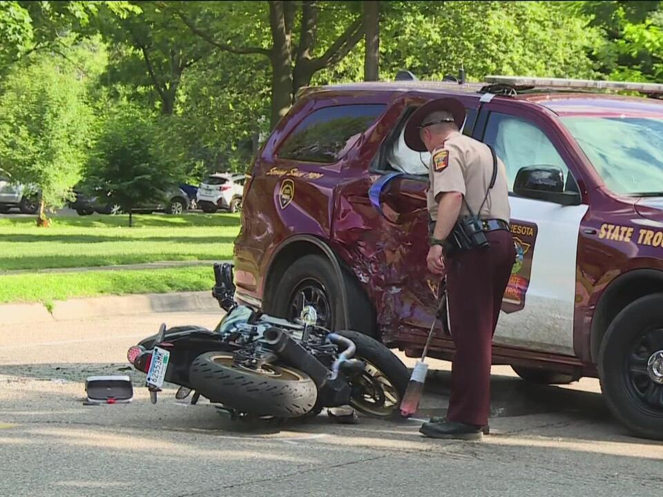 Motorcyclist seriously injured after crashing into state patrol vehicle ...