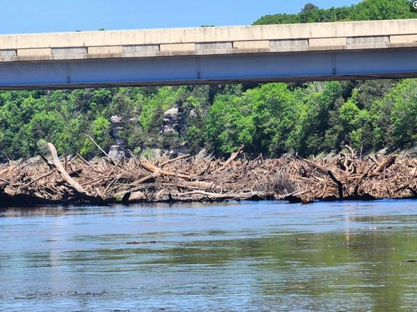 Large logjam in Neosho River causing concerns near Miami