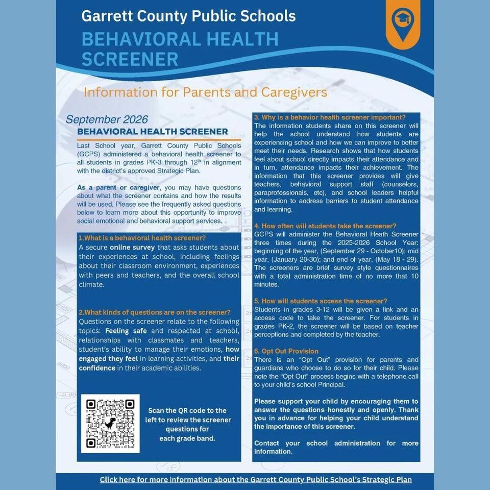 Garrett County Public Schools to Administer Behavioral Health Screener ...