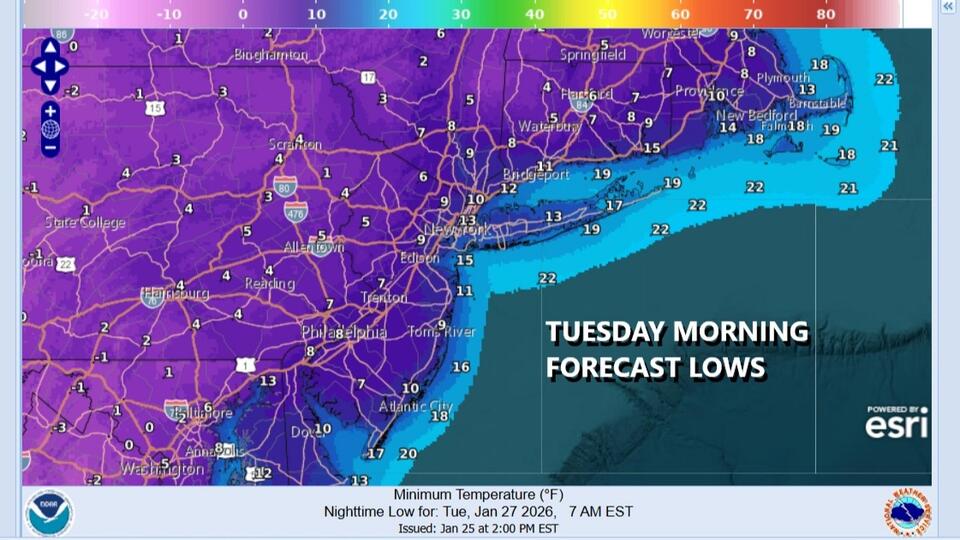 Bitter cold temperatures Pennsylvania New York New Jersey & snow storm ...