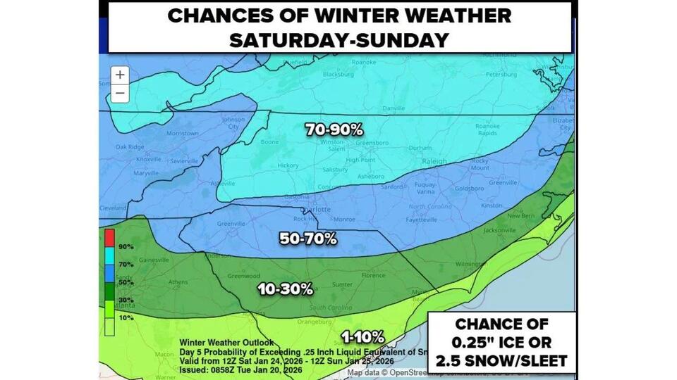 North Carolina and Virginia Face Highest Winter Storm Risk This Weekend ...